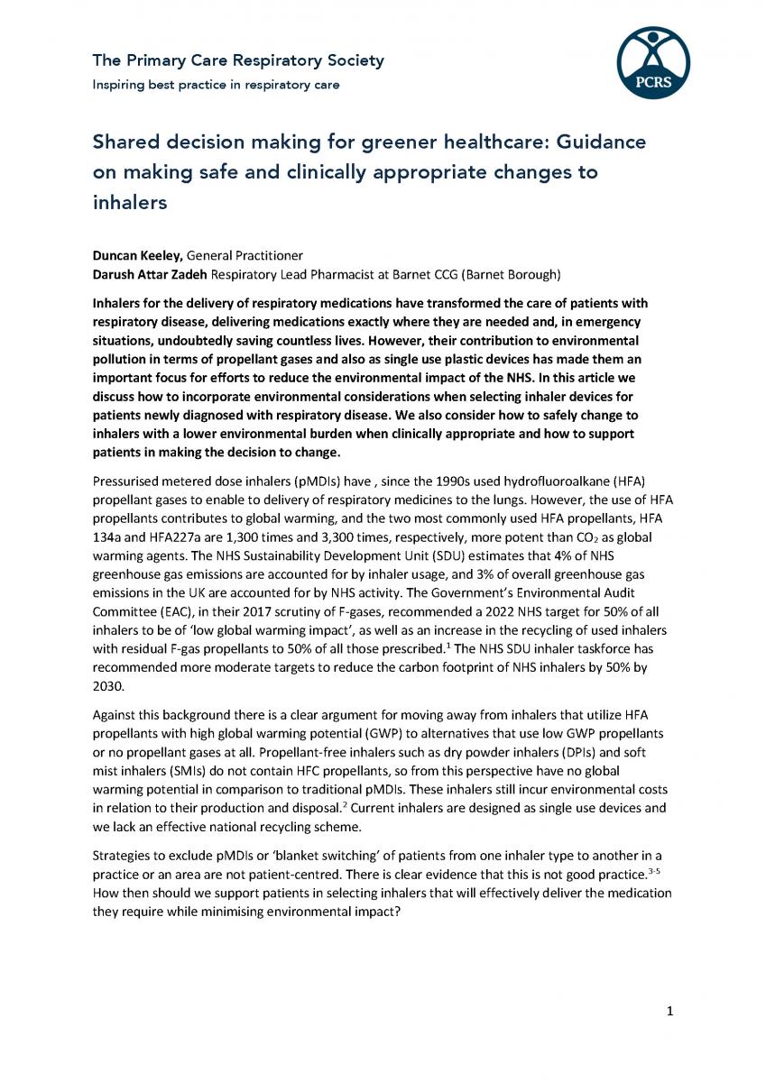 PCRS Guidance on making safe and clinically appropriate changes to ...